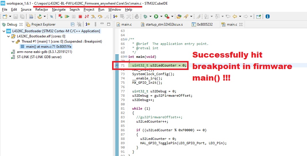 Properly offsetting relocated (Arm Cortex-M4) code in STM32CubeIDE GDB – Janne's Tech Blog
